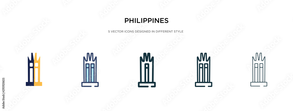 philippines icon in different style vector illustration. two colored ...