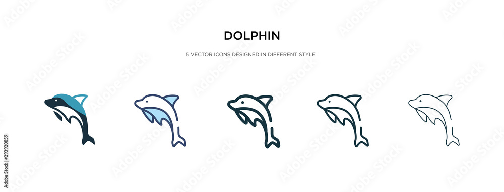 dolphin icon in different style vector illustration. two colored and ...