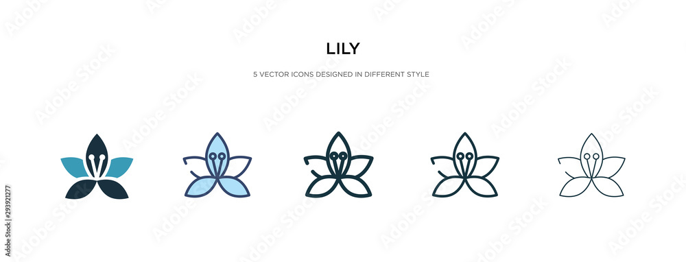 lily icon in different style vector illustration. two colored and black ...