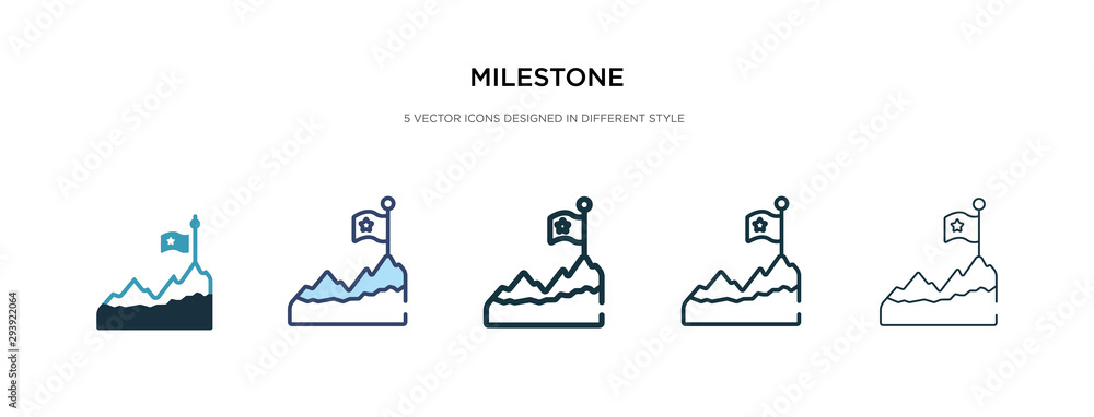 milestone icon in different style vector illustration. two colored and ...