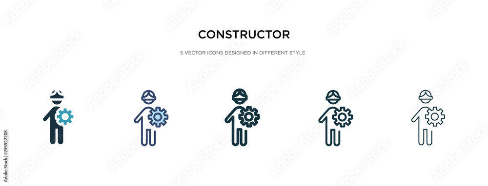 constructor icon in different style vector illustration. two colored ...