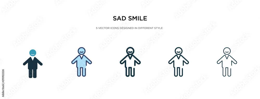 sad smile icon in different style vector illustration. two colored and ...