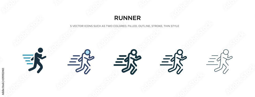 runner icon in different style vector illustration. two colored and ...