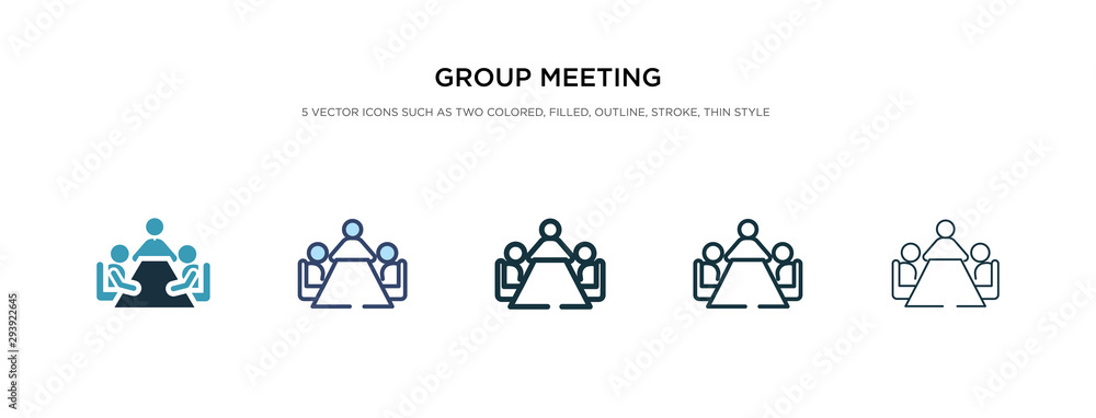 group meeting icon in different style vector illustration. two colored ...