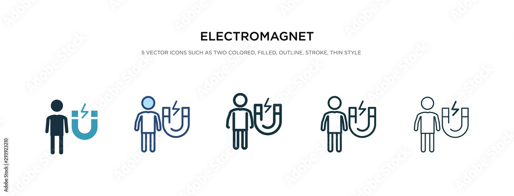 electromagnet icon in different style vector illustration. two colored and black electromagnet ...