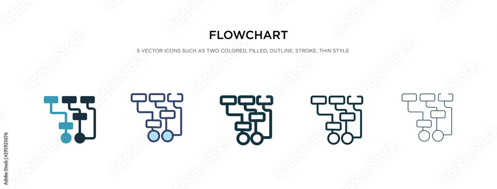 flowchart icon in different style vector illustration. two colored and ...