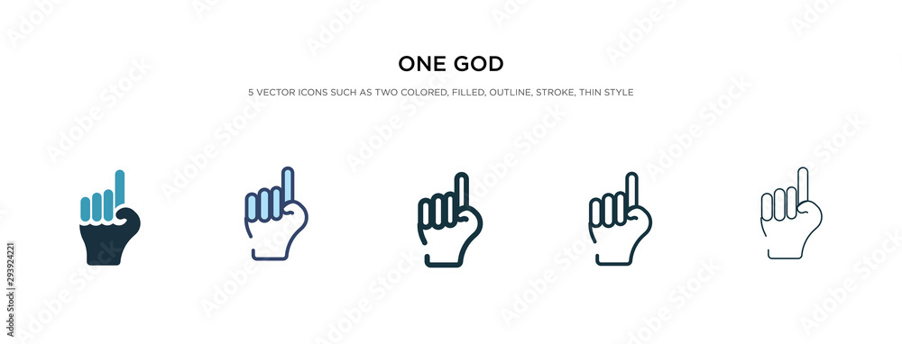 one god icon in different style vector illustration. two colored and ...