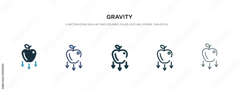 gravity icon in different style vector illustration. two colored and ...
