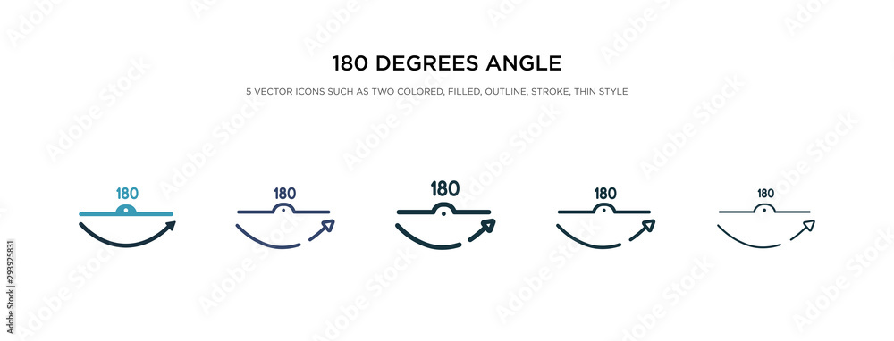 180 degrees angle icon in different style vector illustration. two ...