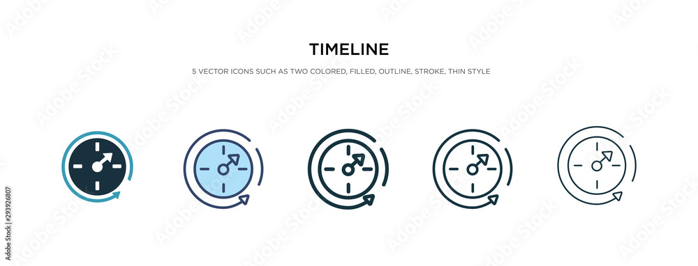 timeline icon in different style vector illustration. two colored and ...