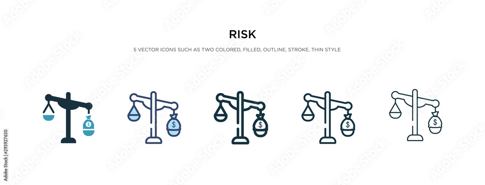 risk icon in different style vector illustration. two colored and black ...
