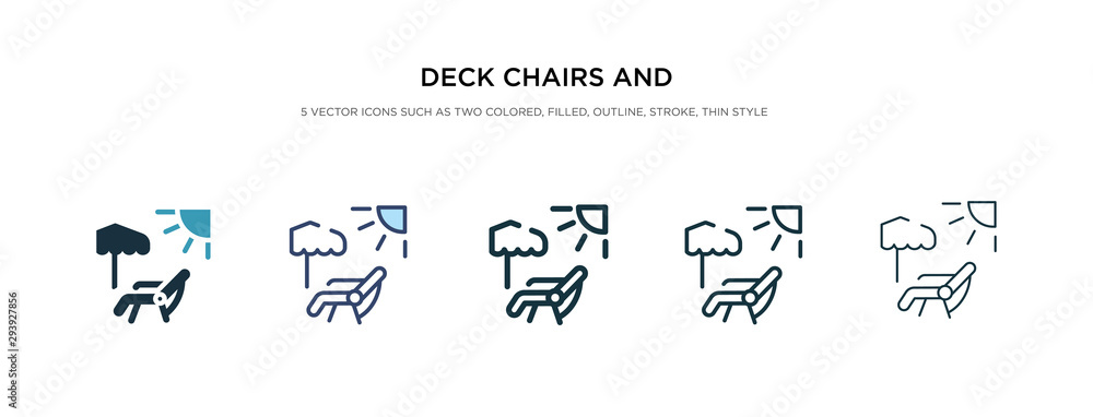 deck chairs and sun icon in different style vector illustration. two ...