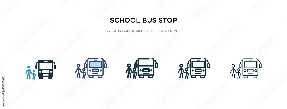 school bus stop icon in different style vector illustration. two ...