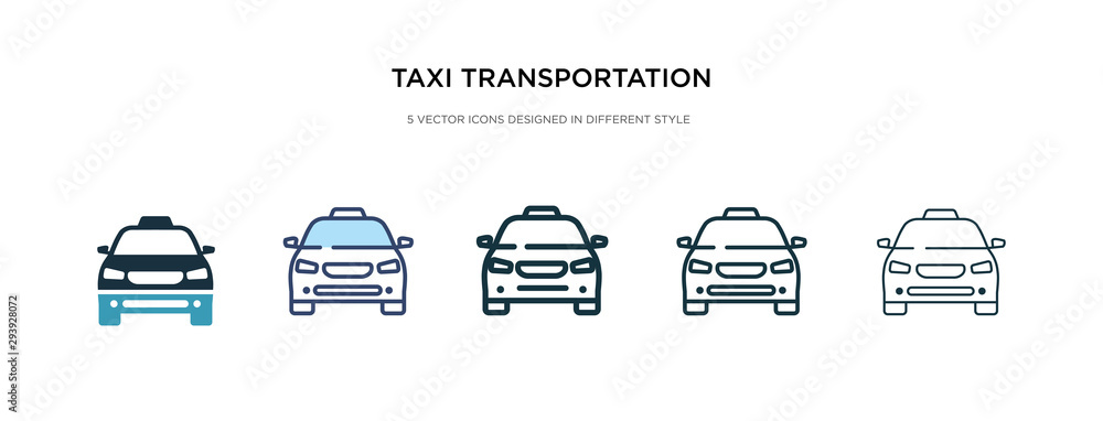 taxi transportation car from frontal view icon in different style ...