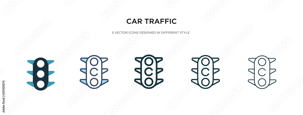 car traffic icon in different style vector illustration. two colored ...