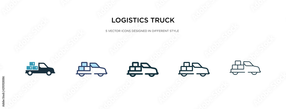 logistics truck icon in different style vector illustration. two ...