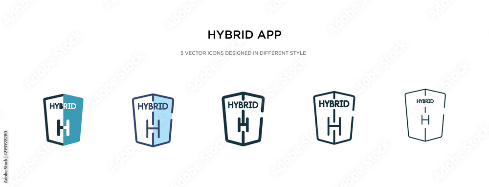 hybrid app icon in different style vector illustration. two colored and ...