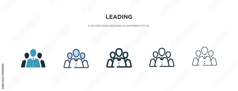 leading icon in different style vector illustration. two colored and ...