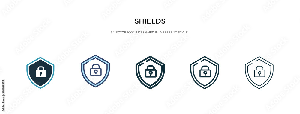 shields icon in different style vector illustration. two colored and ...