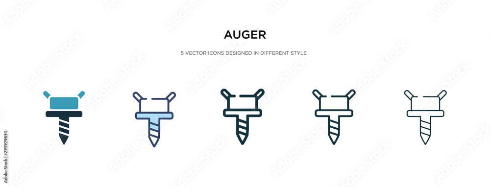 auger icon in different style vector illustration. two colored and ...