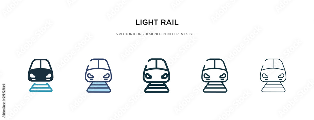 light rail icon in different style vector illustration. two colored and ...