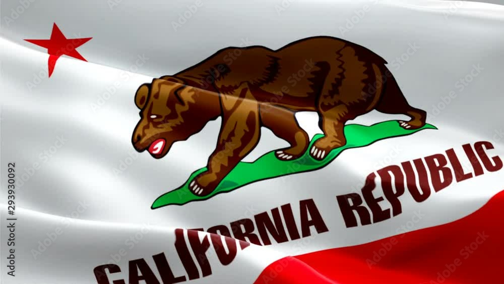 Flag of California video waving in wind. Realistic US State Flag ...