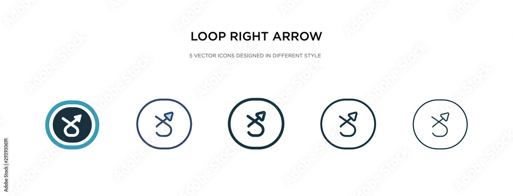 loop right arrow icon in different style vector illustration. two ...