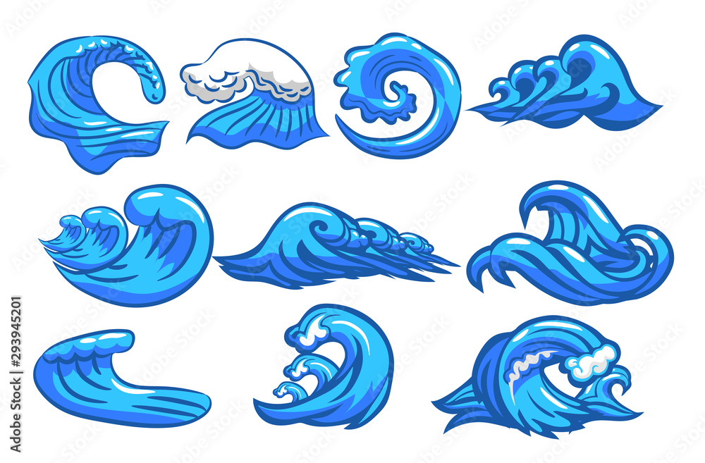 wave vector set clipart design Stock Vector | Adobe Stock
