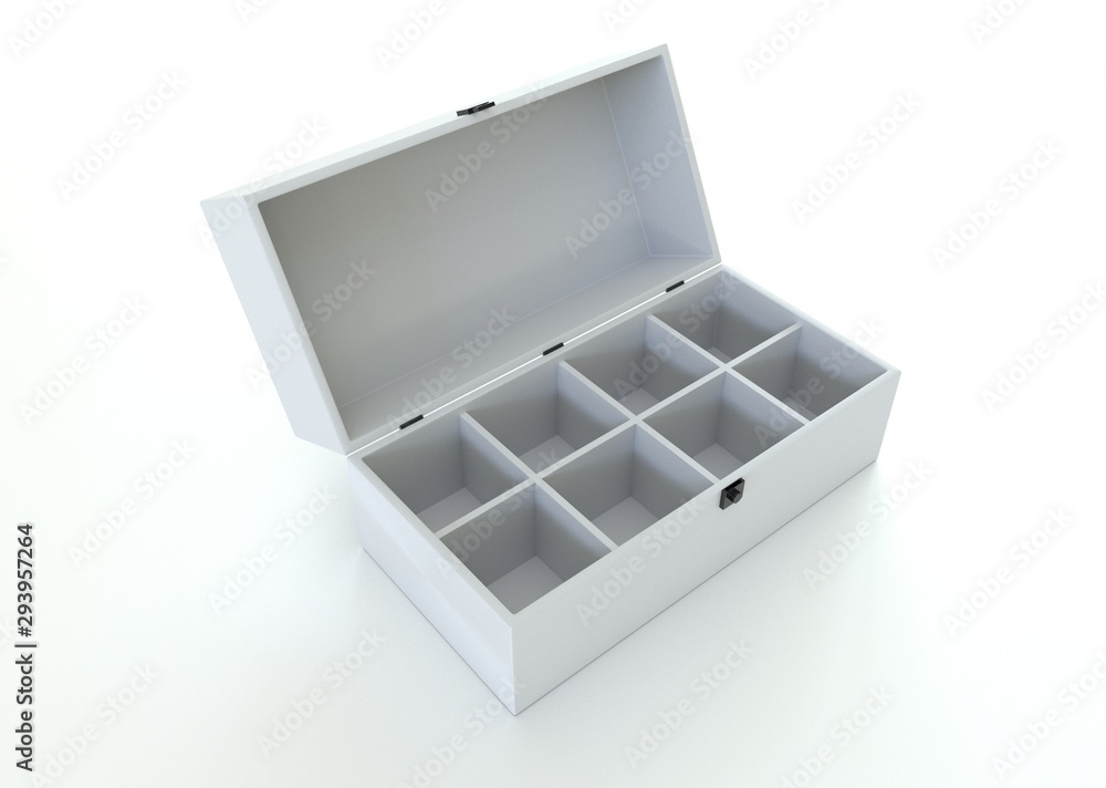3D white box with sections inside. Mock Up box for packiging design ...