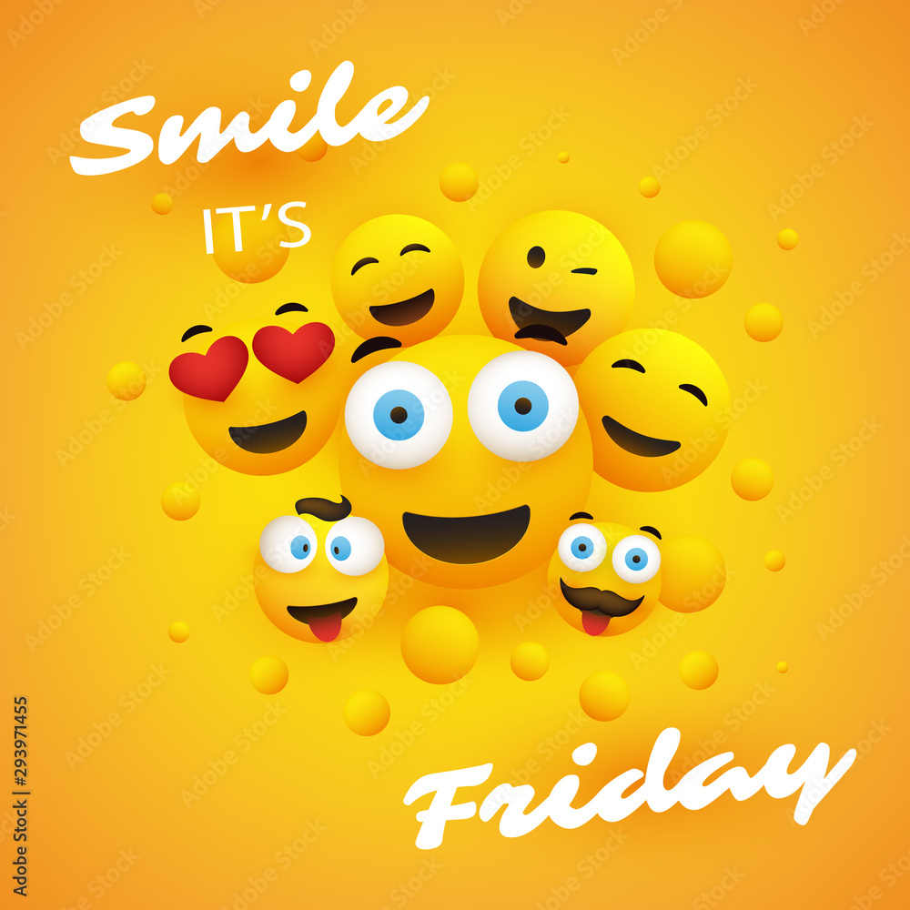 Smile! It's Friday - Banner Design with a Group of Various Kinds of ...