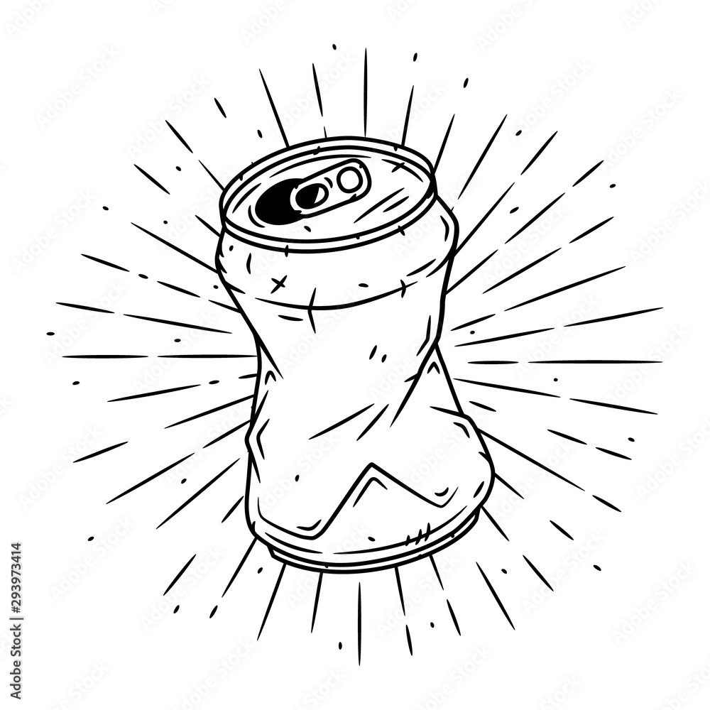 Aluminum can. Hand drawn vector illustration with Aluminum can and ...