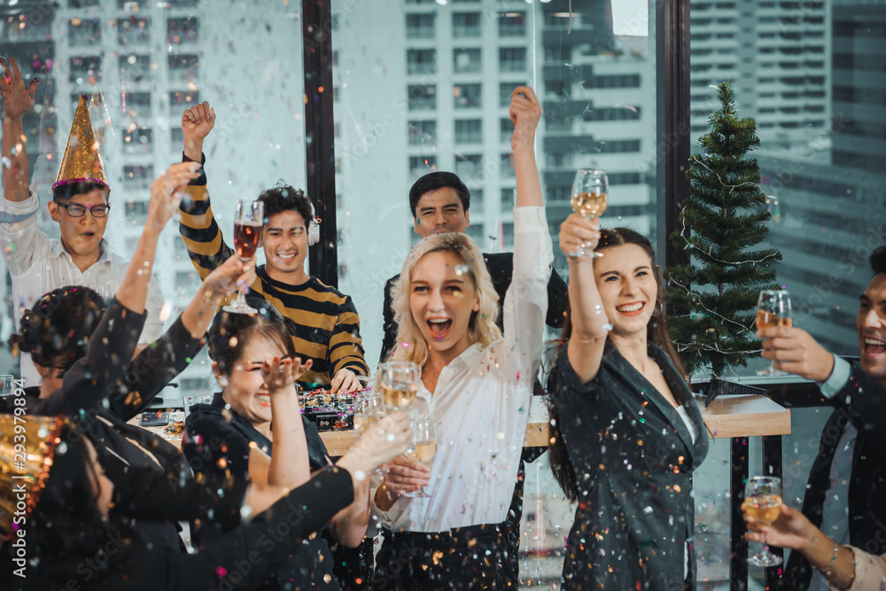 Party activities Celebration Group Friends office have fun with the new ...