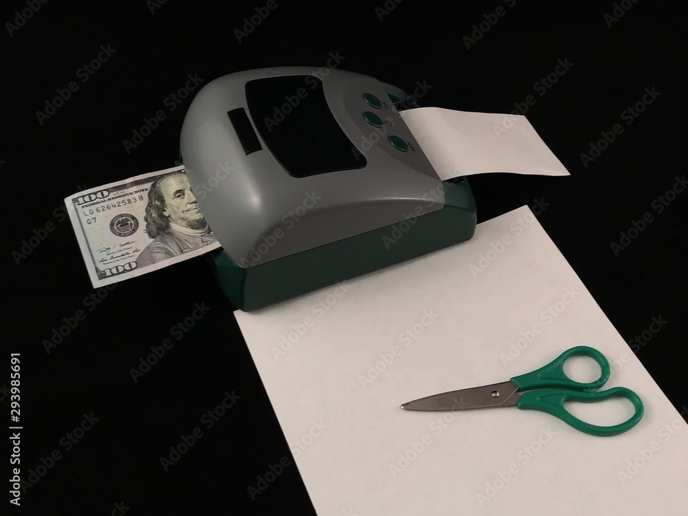 Detector for checking and counting banknotes. Making dollars from paper ...