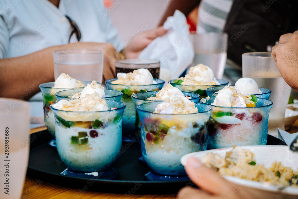 Family eating with ordered seven servings of the popular and favorite ...