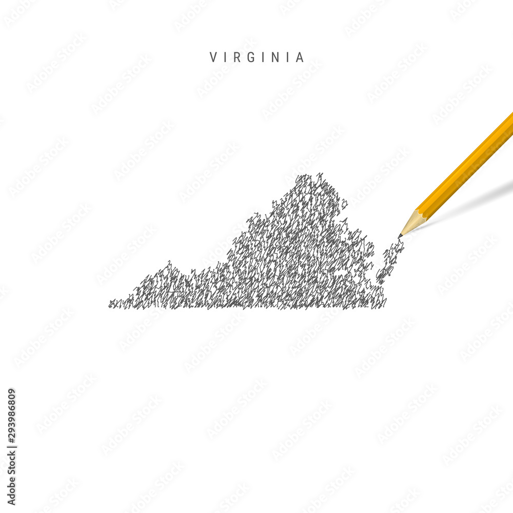 Virginia sketch scribble map isolated on white background. Hand drawn ...