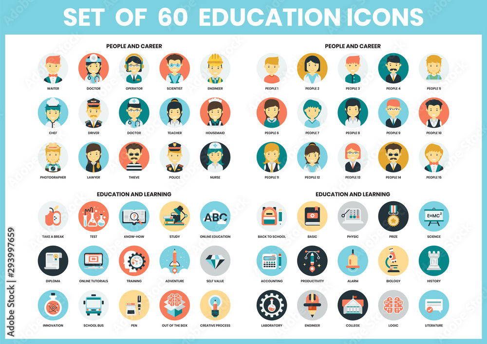 education icons set for business Stock Vector | Adobe Stock
