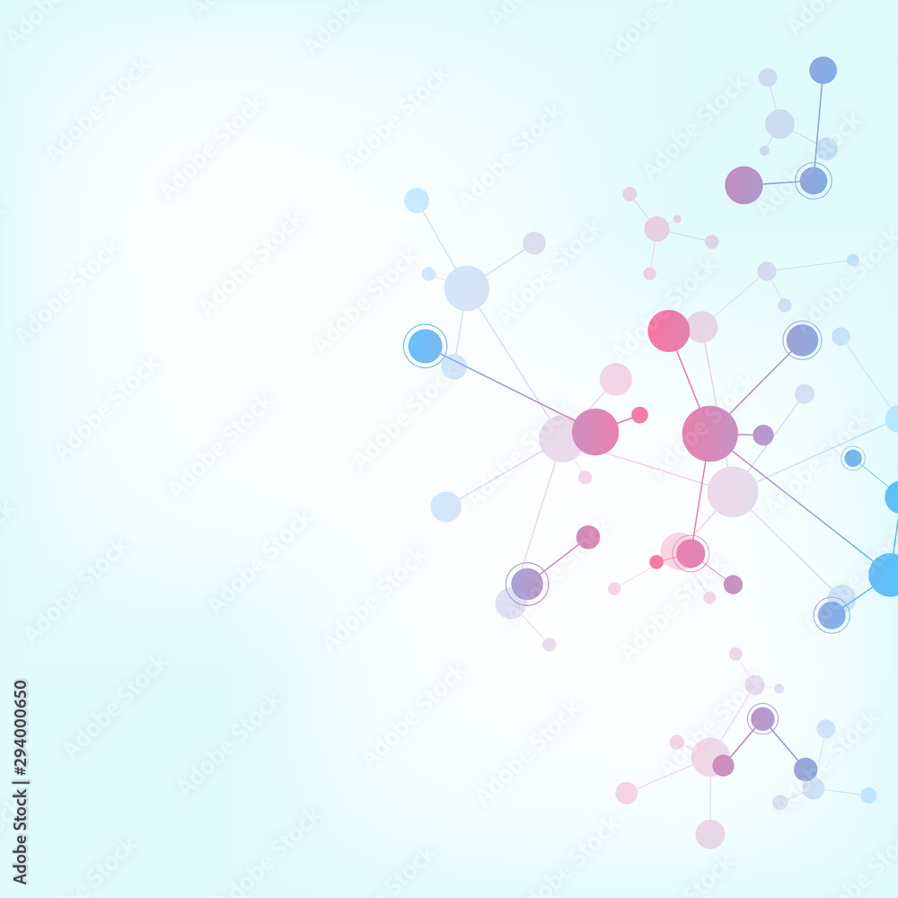 Abstract background of molecules. Molecular structures or DNA strand ...