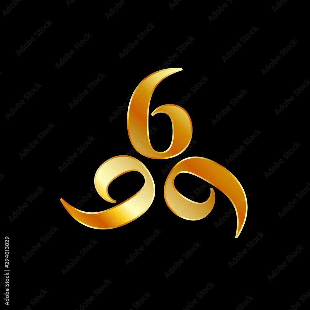 666- the number of the beast or angel symbol or devils number in gold Stock-Vektorgrafik | Adobe ...