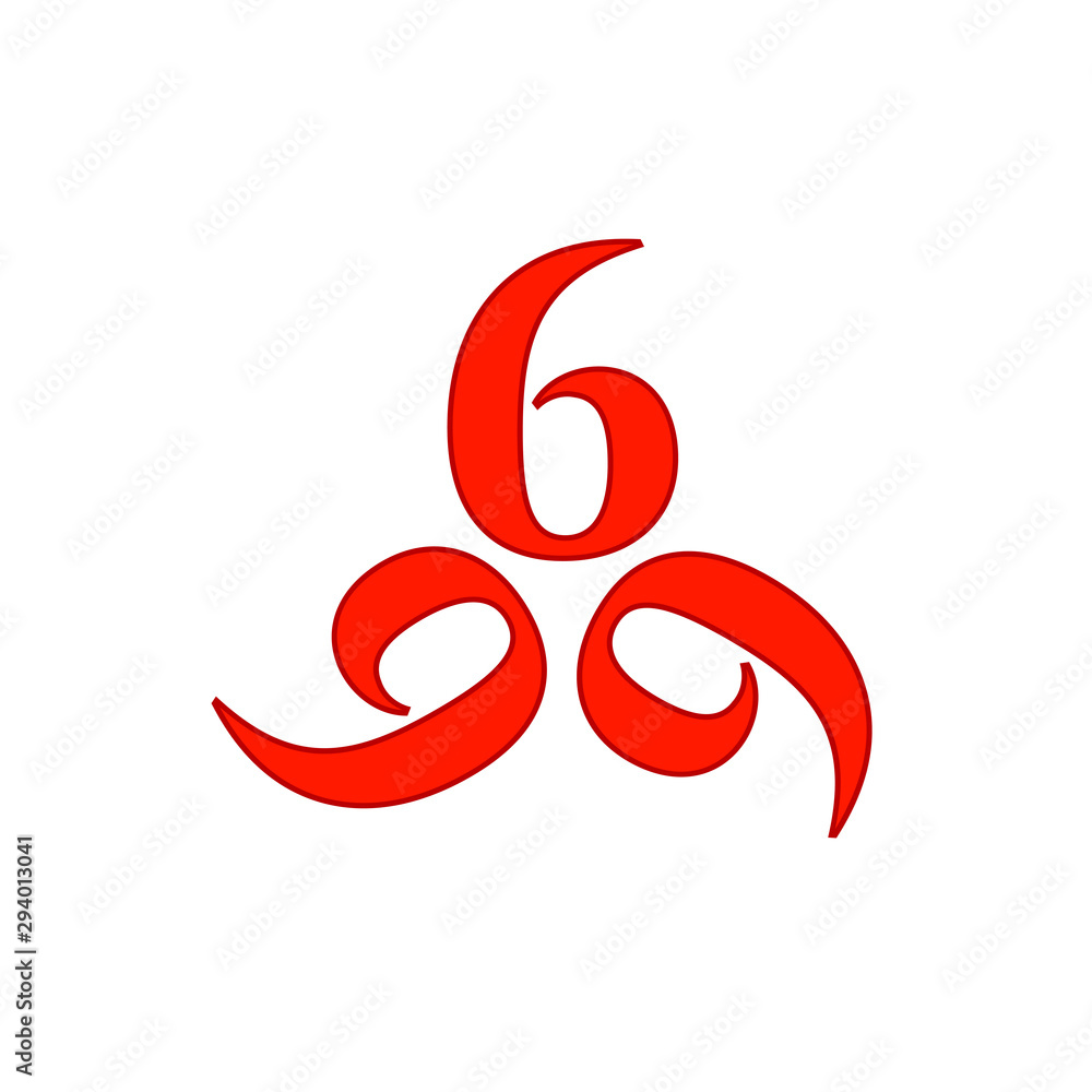 666- the number of the beast or angel symbol or devils number Stock ...