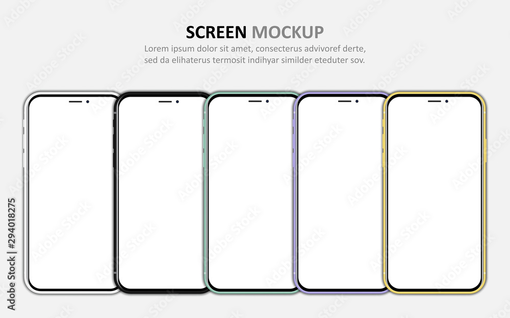 Big set of different smartphone with blank screen. Vector illustration ...