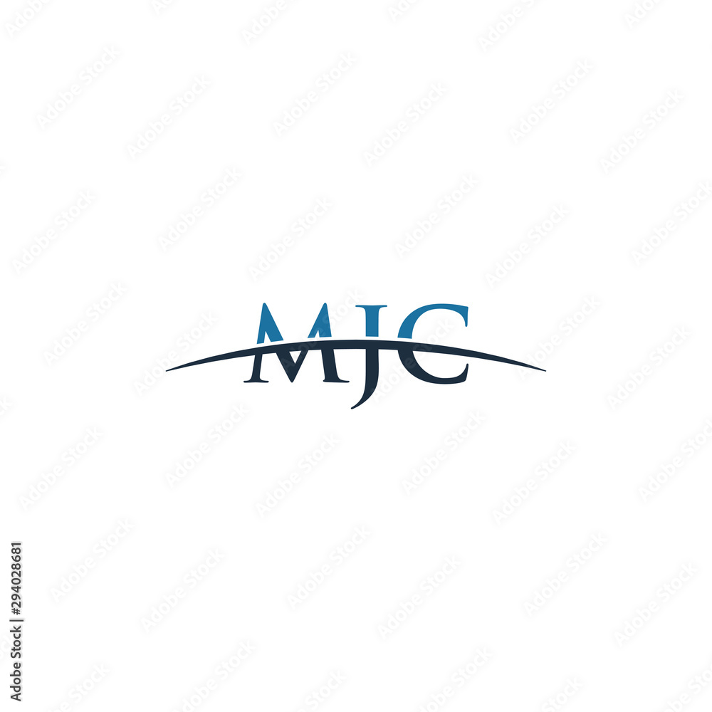 Initial letter MJC, overlapping movement swoosh horizon logo company ...