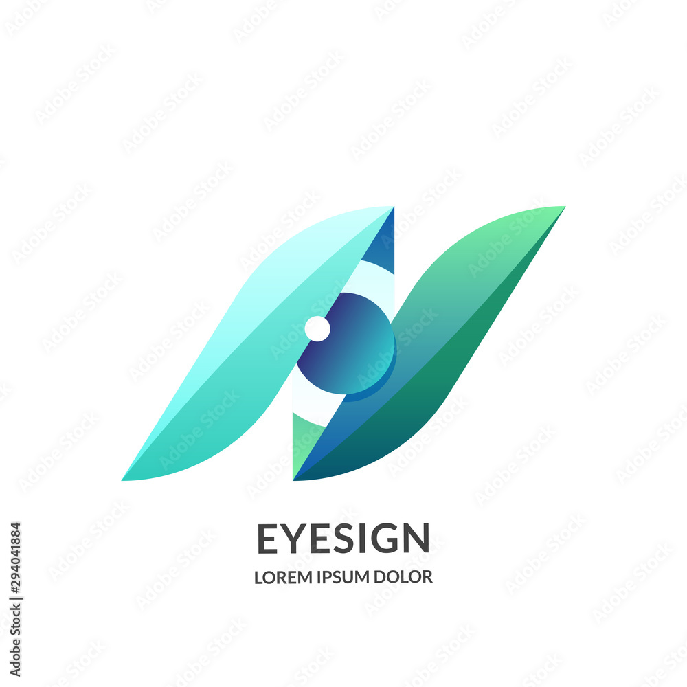 Eye vision logo sign or emblem design template, isolated on white ...