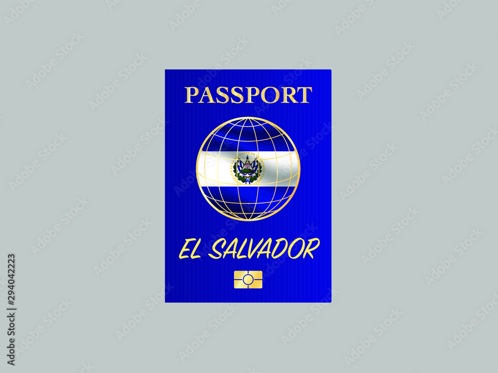 El Salvador National flag with International Passport with biometric ...