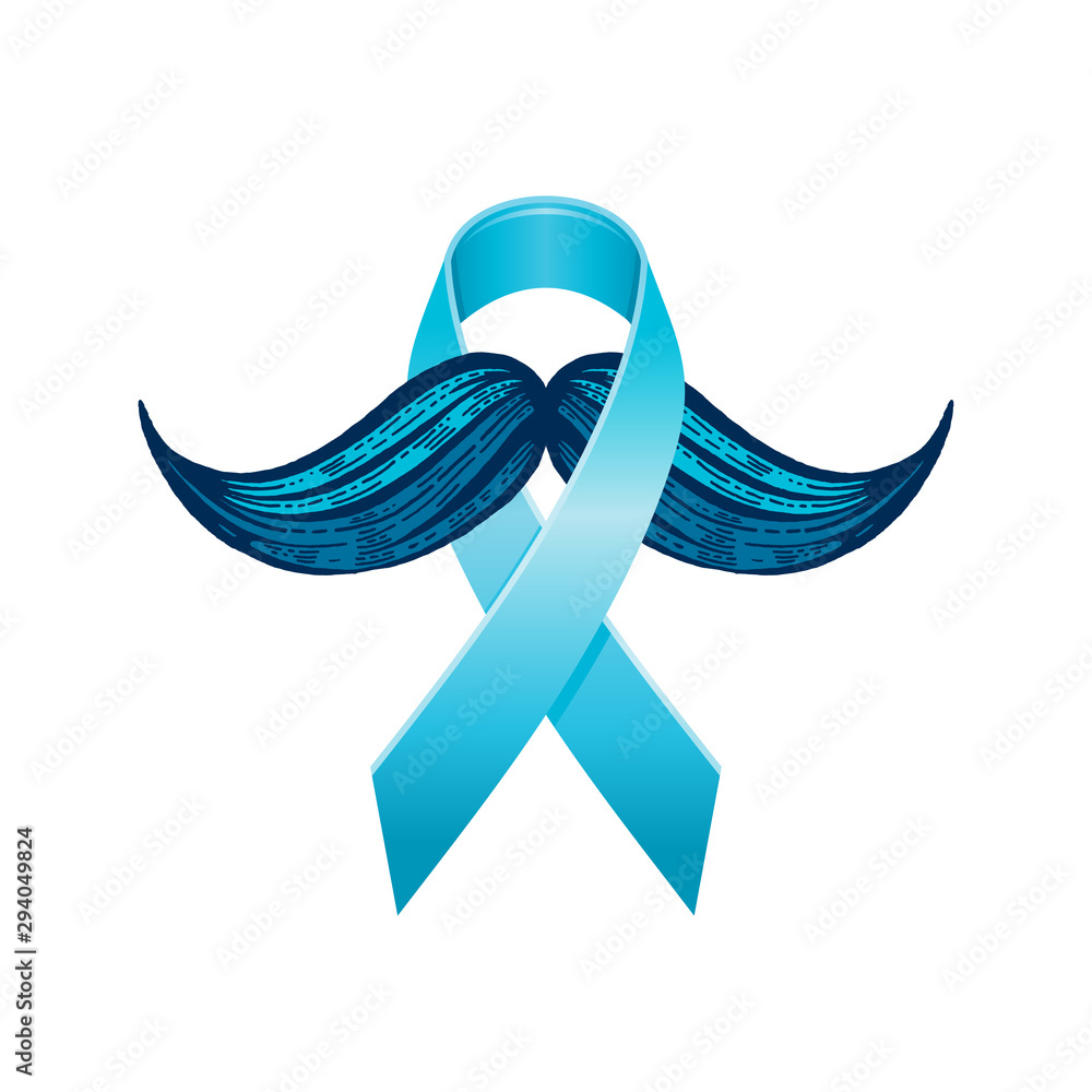 Prostate cancer awareness ribbon with moustaches. Men health symbol ...
