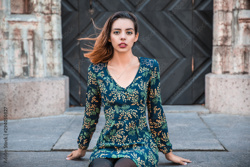 Beautiful Albanian girl posing and showing the dress Stock Photo ...