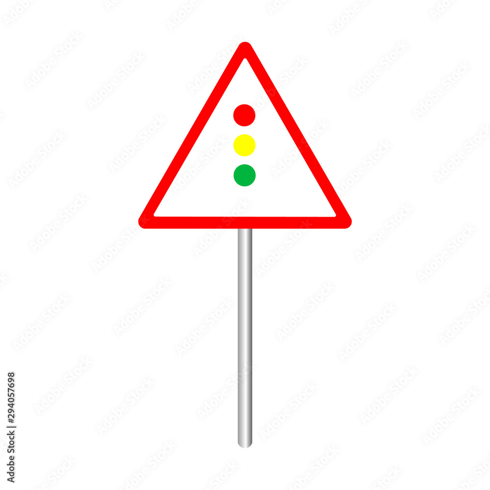 Vector illustration road sign attention traffic light Stock Vector ...