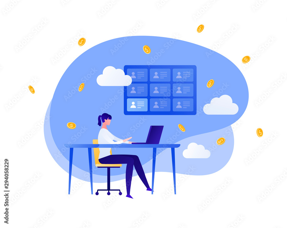 Vector flat business human resources people illustration. Female ...