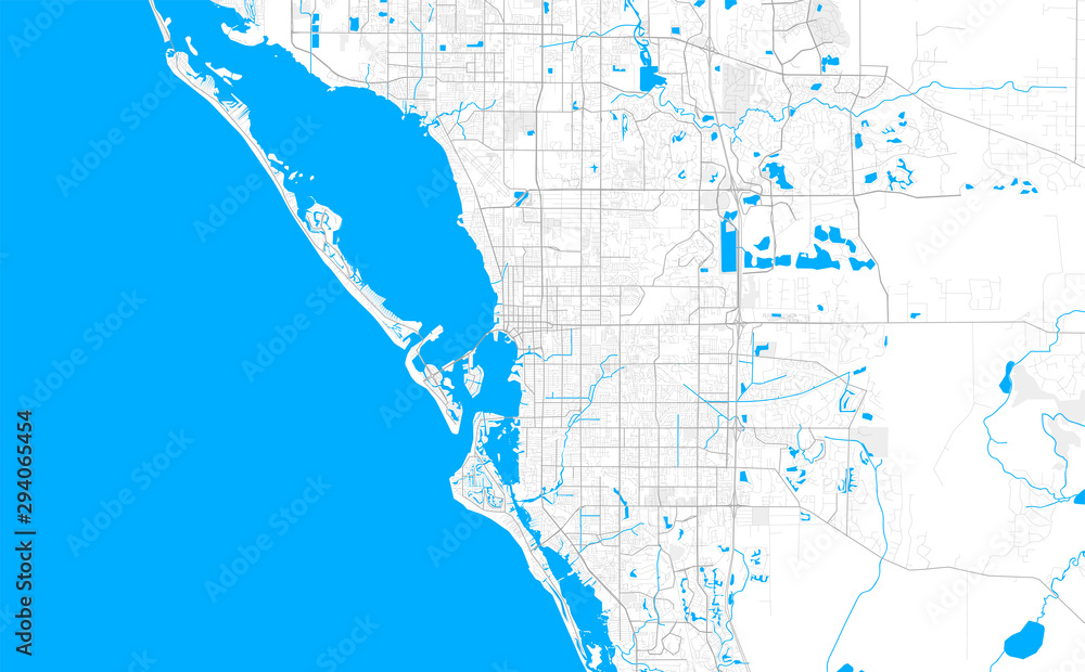 Rich detailed vector map of Sarasota, Florida, USA Stock Vector | Adobe ...