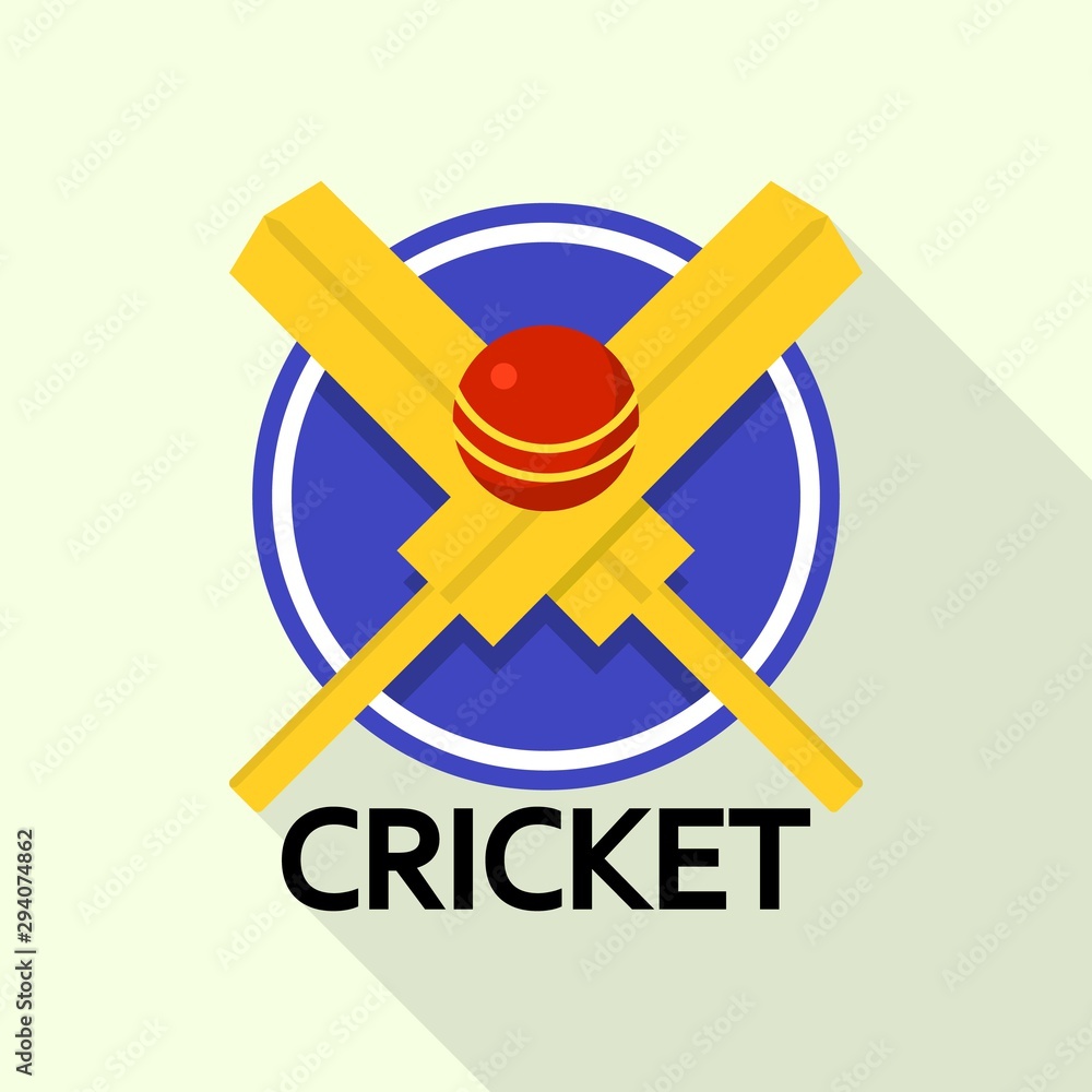 Gold cricket bat logo. Flat illustration of gold cricket bat vector ...