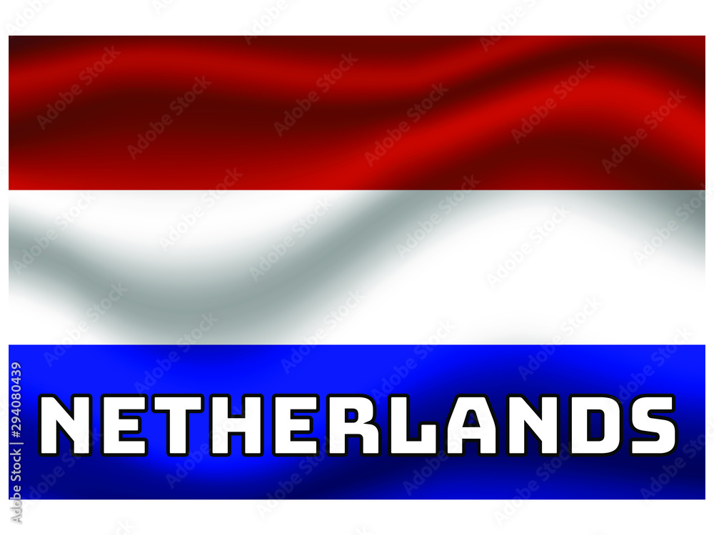 Netherlands Waving national flag with name of country, for background ...